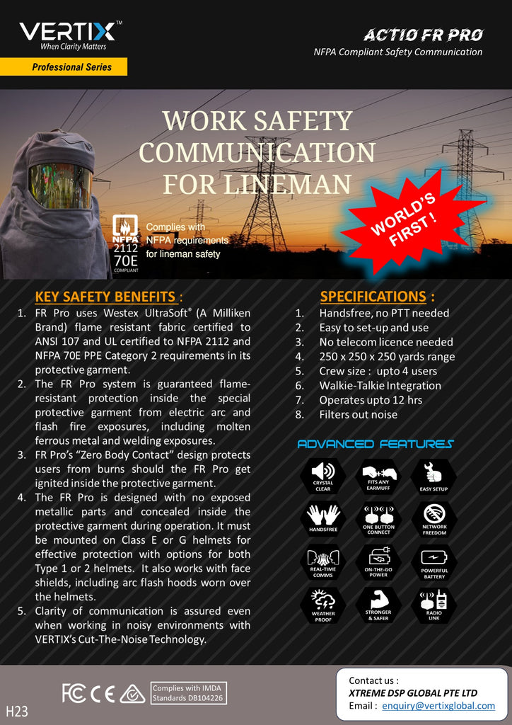 Fire Rated Two-Way Safety Headset for Utility Linemen / Crew | VERTIX ...