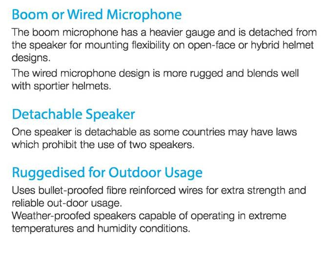 RAPTOR-i Wired Mic Speaker Headset for Full Face Helmet (RTR-WS-02 ...